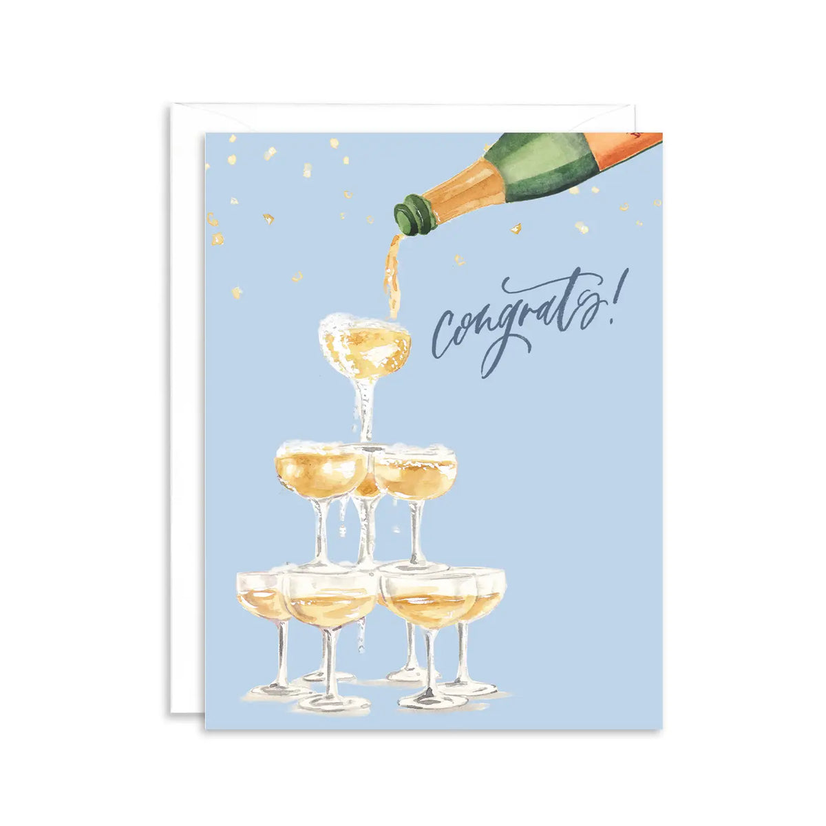 Champagne Tower Congrats Greeting Card – On Paper