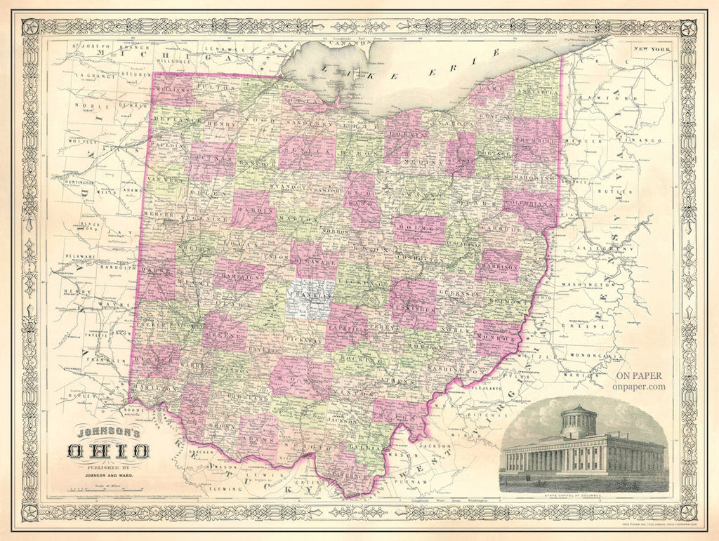 Vintage Style Map - OHIO – On Paper